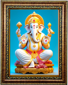 Hitech Hitech white Ganesh Ji Photo Frame For Wall Decor Ganesha/Ganpati Ji Hanging Religious ...