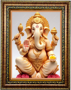Hitech Hitech Laddo Ganesh Ji statue Photo Frame Wall Decor Ganesha/Ganpati Ji Hanging Religious ...