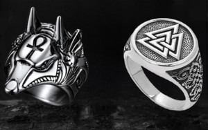 Sunshine Creations Trendy Egyptian God Ring And Triangle Vikking Ring Combo Pack of 2 Pcs Rings ...