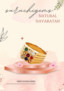 Suruchi Gems & Jewels Natural Navaratna (9 stone) for Men & Women Panchdhatu 22K Gold Plated FKT ...