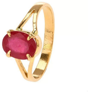 Chopra Gems Unique & Effective 100% Original Ruby Manik Stone Ring for Men & Women Brass Ring ...