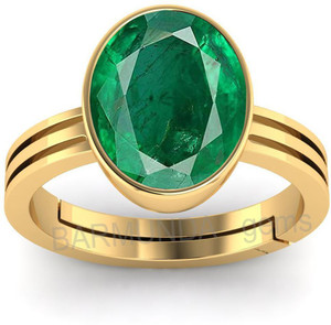 barmunda gems 7.25 Ratti Emerald Panna Gemstone Panchdhatu ring Brass Emerald Brass Plated Ring ...