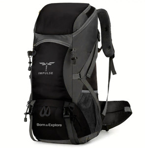 IMPULSE Travel bag for men tourist backpack for hiking trekking camping Rucksack - 55 L Black ...