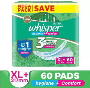 Whisper Ultra Clean XL+ Hygiene & Comfort Sanitary Pad (Pack of 60) Sanitary Pad | Buy Women ...