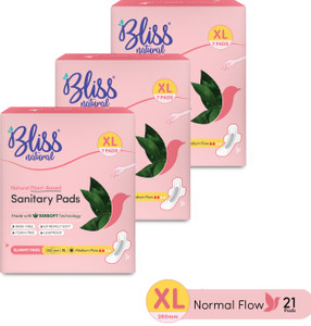 BlissNatural Rash-Free Sanitary Pads For Women | Combo Pack | Size - XL | Pack Of 21 Sanitary ...
