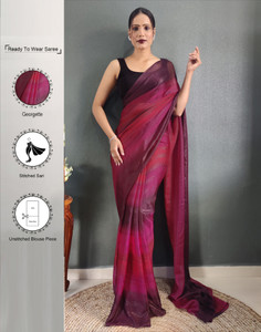 Buy Samah Solid/Plain, Ombre, Embellished Bollywood Georgette, Chiffon Pink, Purple, Black ...