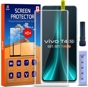 FAVJIP Edge To Edge Tempered Glass for Vivo T4, Vivo T4 5G, Quad Curved UV Liquide Glue Screen ...