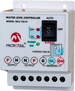 MICROTAIL Fully Automatic Water Level Controller 20 Ampere Capacity with 3 Sensors Wired Sensor ...