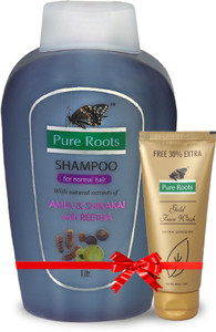 Pure Roots Herbals Amla, Shikakai & Reetha Shampoo 1000ml with 125ml Gold Face Wash Price in ...