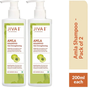 JIVA AYURVEDA Amla Shampoo - Ayurvedic Shampoo For Preventing Hairfall & Breakage - 200 ml Each ...