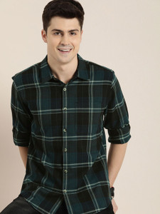 HERE&NOW Men Checkered Casual Green Shirt - Buy HERE&NOW Men Checkered Casual Green Shirt Online ...