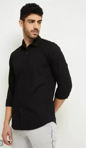 Pathak Enterprises Men Solid Casual Black Shirt - Buy Pathak Enterprises Men Solid Casual Black ...