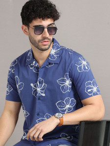 HERE&NOW Men Printed Casual Blue Shirt - Buy HERE&NOW Men Printed Casual Blue Shirt Online at ...