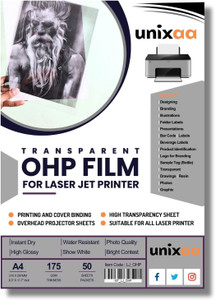 UNIXAA OHP Transparent Sheet With Paper, 175 micron Film For Laser jet Printer A4 Ohp Sheets ...