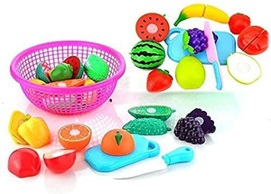 BHVMEY Fruit Cut Toys Storage Basket Realistic Sliceable Cutting toys - Fruit Cut Toys Storage ...