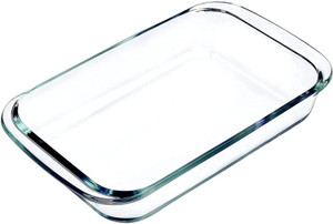 IndusBay Borosilicate Glass Pasta Bowl 1000 ML Microwave Oven Safe Rectangular Boroslicate Glass ...