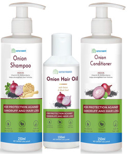 Kathiyawad "Anti Hair Fall Spa Range with Onion Hair Oil + Onion Shampoo + Onion Conditioner for ...