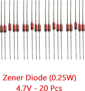 Elph Pack of 20, 0.25 Watt 4.7V Zener Diode |Reliable Voltage Regulation Zener Diode Price in ...