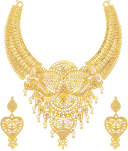 Sukkhi Sukkhi Glossy 24 Carat Gold Plated Choker Necklace Set For Women Gold-plated Plated Alloy ...