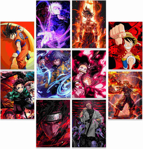 Set of 10 anime wall posters and color, medium size wall posters set of ...