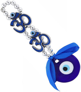 FOBHIYA Feng Shui Evil Eye Hanging 2 OM Nazar Suraksha Kavach with Crystal Ball Decorative ...