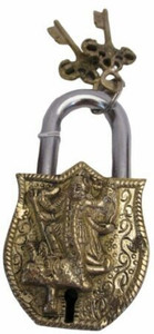 BRASS BLESSING MAHAKALI MA Padlock - Lock with Key - Brass (249) Decorative Showpiece - 4 cm ...