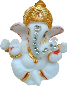 StrawHat Ganesha with white terracotta color Ganesha for car dashboard Diwali gifts Decorative ...