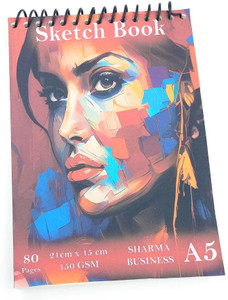 KRASHTIC A5 Sketch Book For Sketching 80 Pages Set of 1 150 GSM Paper Size A5 21x15cm Sketch Pad ...