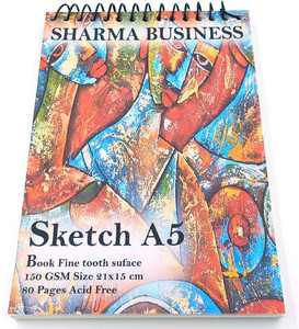 KRASHTIC A5 Sketch Smooth White Paper Drawing Sketching Water Drawing Pack of 1 80 Pages Sketch ...