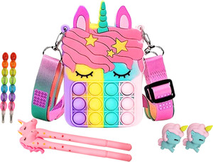 SANYA TRADERS Multicolor Sling Bag Multi-Color Pop-It Pouch Combo Of 7 ...