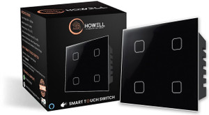 Howell Wi-Fi Smart 4 Gang Touch Switch Compatible with Alexa, Google Assistant & Siri Smart ...