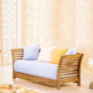 Devki Interiors Aura Sheesham Wood 3 Seater Sofa Set Fabric 3 Seater Sofa Price in India - Buy ...