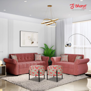 Bharat Lifestyle Alina sofa with 2 puffy Fabric 3 + 2 + 1 + 1 Sofa Set Price in India - Buy ...