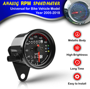 ASRYD Dual Odometer Speedometer LED Backlight Neutral Headlight Turn Signal Indicator Analog ...