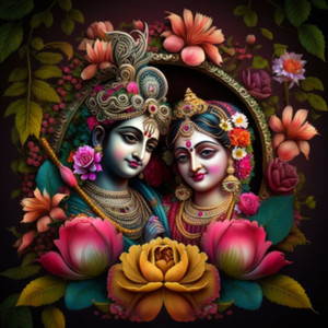 surmul 20 cm Radha krishna Poster Home Décor Wall Art Living Room Puja Room 8x8 Inch Self ...