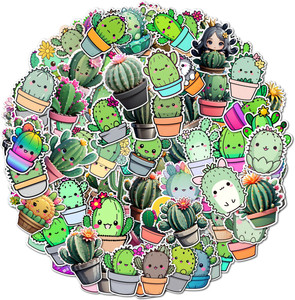EXO DECOR 4.72 cm Cute Kawaii Cactus Plant Sticker Pack for Kids Diary ...
