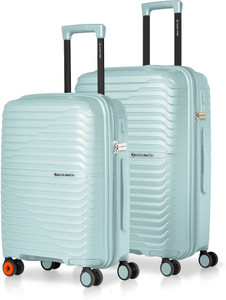 NASHER MILES Cairo HardSided Polypropylene Set of 2 Pastel Green Trolley Bag(65&75cm) Cabin ...