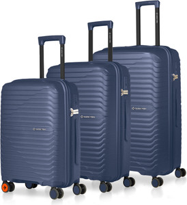 NASHER MILES Cairo HardSided Polypropylene Set of 3 Navy Blue Trolley Bag(55,65&75cm) Cabin ...
