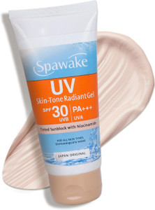 Spawake Sunscreen - SPF 30 PA+++ Sunscreen UV Skin-Tone Radiant Gel SPF 30 PA+++Tinted For All ...