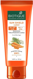 BIOTIQUE Sunscreen - SPF 50 PA+++ Bio carrot Face & Body Sun Lotion SPF40 Sunscreen For all skin ...
