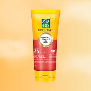 ASTABERRY Sunscreen - SPF 60 PA+++ | UV Defence Vitamin C Sunblock Gel Creme With Free 100ml ...