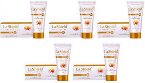 La Shield Sunscreen - SPF 40 PA+++ SPF 40 & PA+++ Mineral Based Sunscreen Gel -50 Gm x Pack of 5 ...