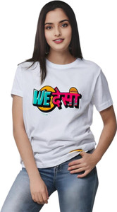 Trendera Graphic Print Women Round Neck White T-Shirt - Buy Trendera Graphic Print Women Round ...