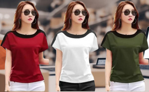 RYTE STYLE Solid Women Boat Neck Maroon, White, Green T-Shirt - Buy RYTE STYLE Solid Women Boat ...