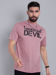 Go Devil Printed Men Round Neck Pink T-Shirt - Buy Go Devil Printed Men Round Neck Pink T-Shirt ...