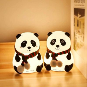 GEEKMONKEY Silicone Panda Lamp – LED Night Light | Chargeable Lamp | Panda with a Muffler Night ...