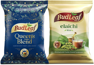BudLeaf Black Tea Combo of Queen's Blend and Elaichi (Pack Of 2, 250 gm each) Cardamom Black Tea ...