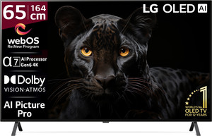 LG OLED A3 164 cm (65 inch) OLED Ultra HD (4K) Smart WebOS TV with Alpha7 AI Processor 4K Gen6 ...