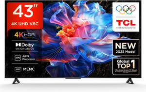 TCL 108 cm (43 inch) Ultra HD (4K) LED Smart Google TV 2025 Edition with MEMC | Dolby Vision ...
