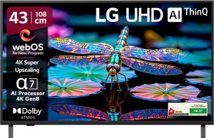 LG AI TV UA8200 108 cm (43 inch) Ultra HD (4K) LED Smart WebOS TV 2025 Edition with Alpha7 AI ...